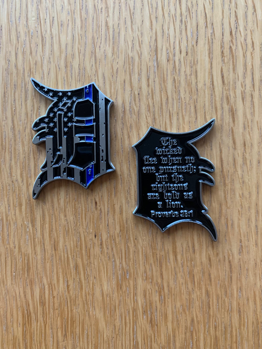 Detroit D Challenge Coin – Blue Line Customs